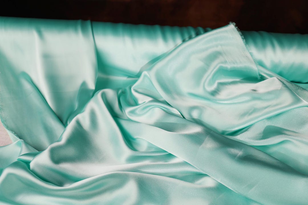 Mint Charmeuse Satin Fabric: 100% Polyester, 58/60" Wide, Bridal ...