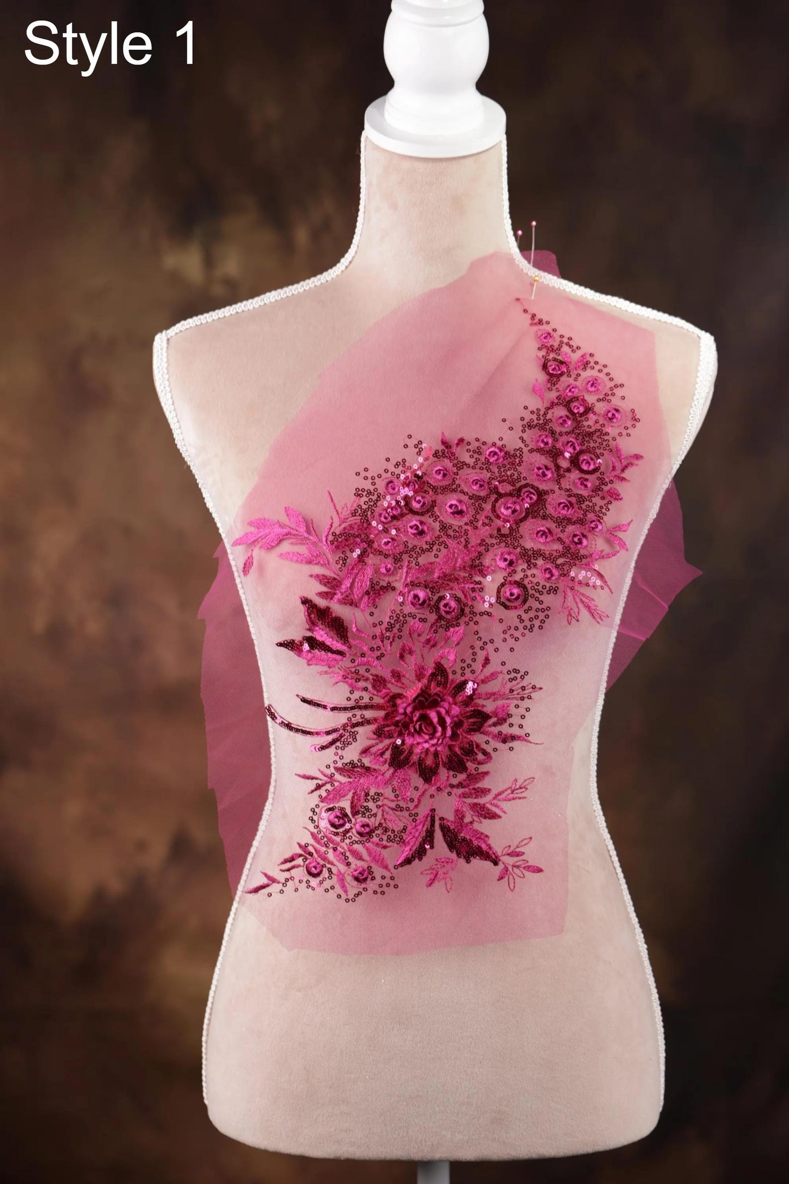 Rose Pink Sequined 3d Flower Applique for Lyrical Dance, Ballet ...