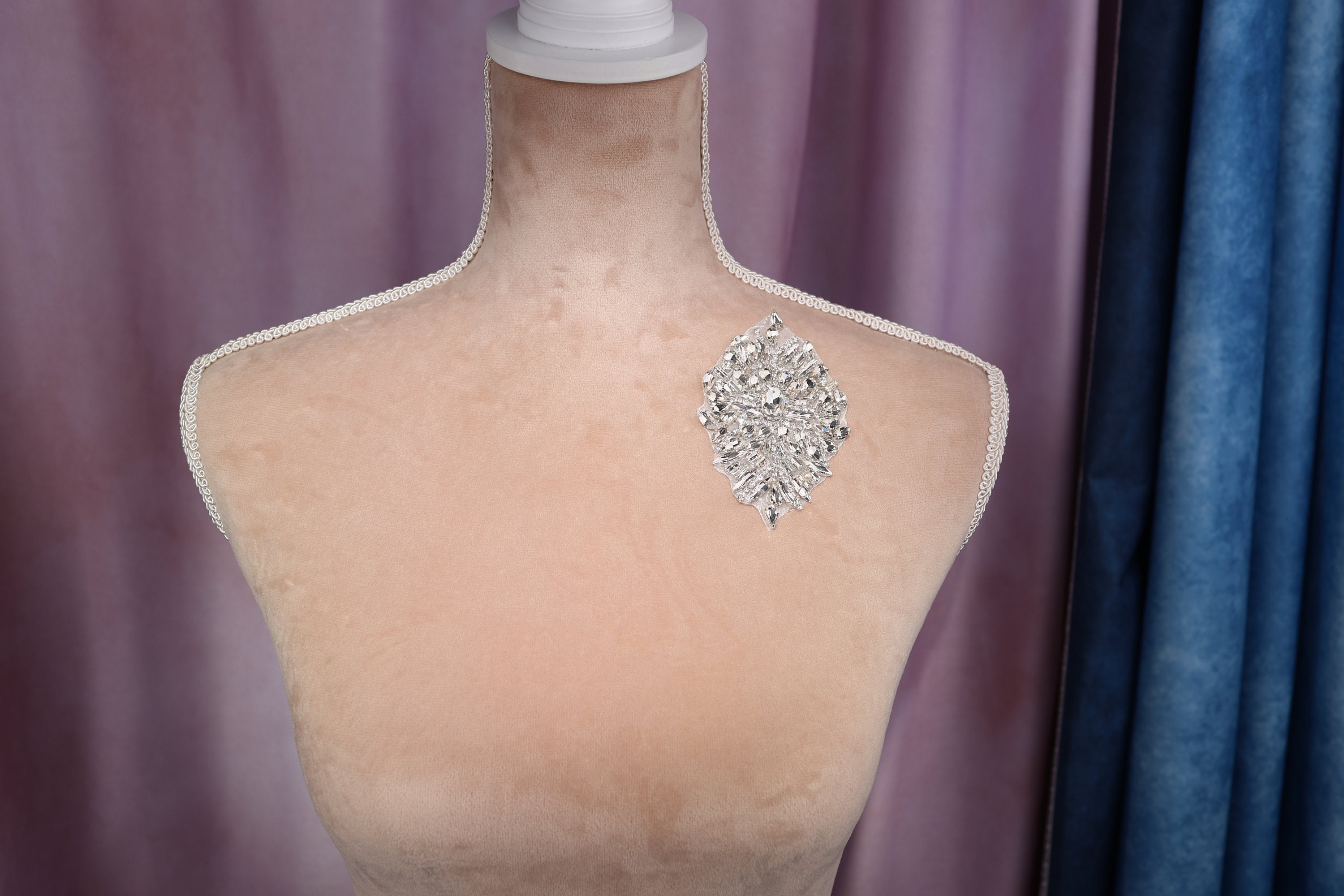 Silver Rhinestone Applique, Iron on Rhinestone Patch for Garment, Bags ...