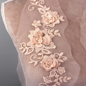 Peach Embroidered 3d Flower Applique Pair for Lyrical Dance, Ballet ...
