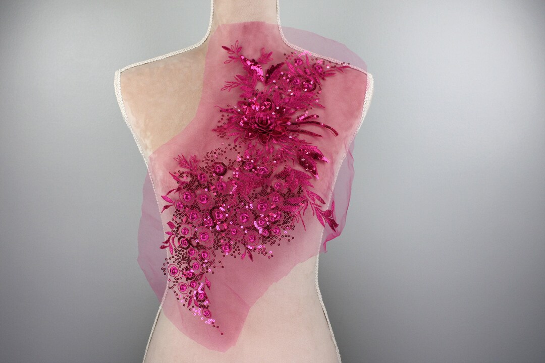 Rose Pink Sequined 3d Flower Applique for Lyrical Dance, Ballet ...