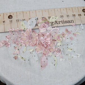 Pink 3d Floral Embroidered Applique Pair for Lyrical Dance, Ballet ...