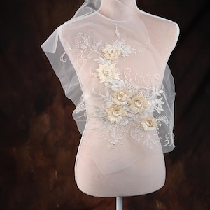 Apricot Sequined 3d Flower Applique for Lyrical Dance, Ballet, Illusion ...