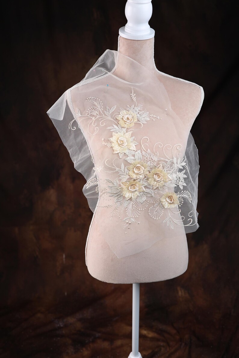 Apricot Sequined 3d Flower Applique for Lyrical Dance, Ballet, Illusion ...