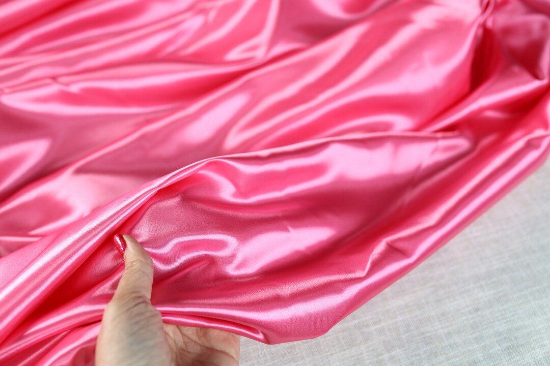 Hot Pink Bridal Satin Fabric, Shiny Polyester Satin, Medium Soft Fabric ...