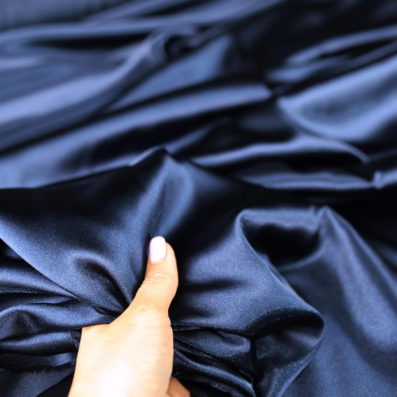 Navy Blue Satin Drapes - Etsy