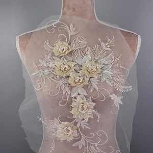Apricot Sequined 3d Flower Applique for Lyrical Dance, Ballet, Illusion ...
