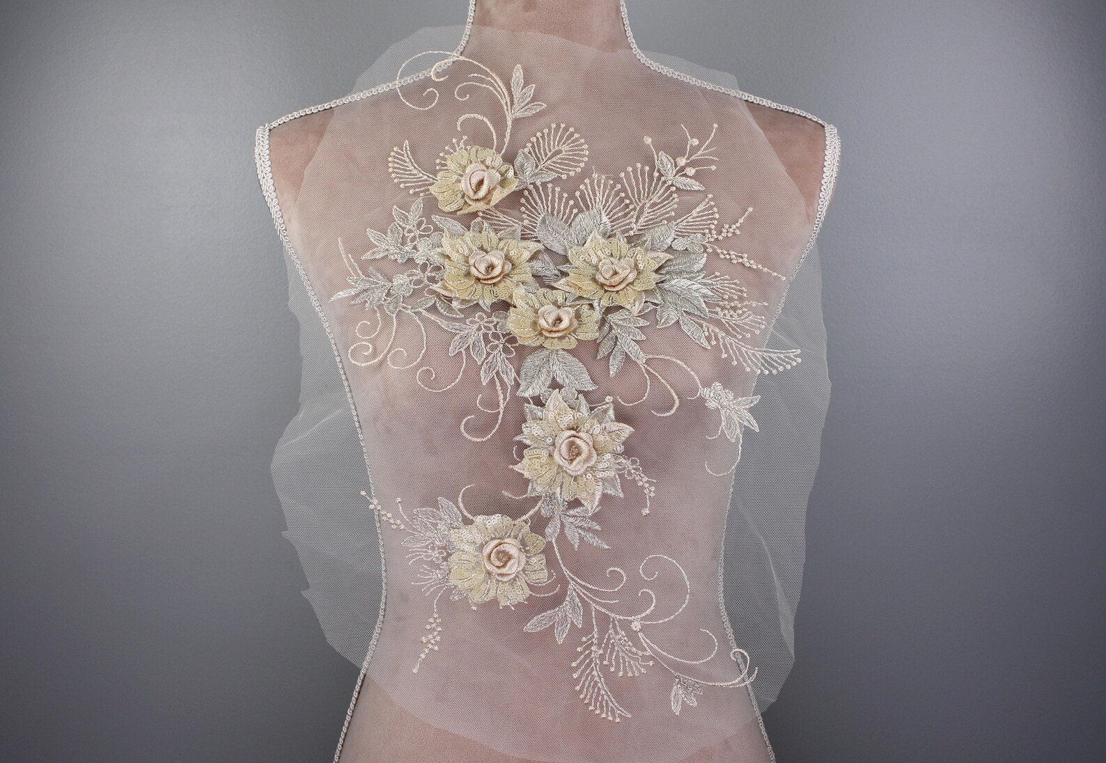 Apricot Sequined 3d Flower Applique for Lyrical Dance, Ballet, Illusion ...