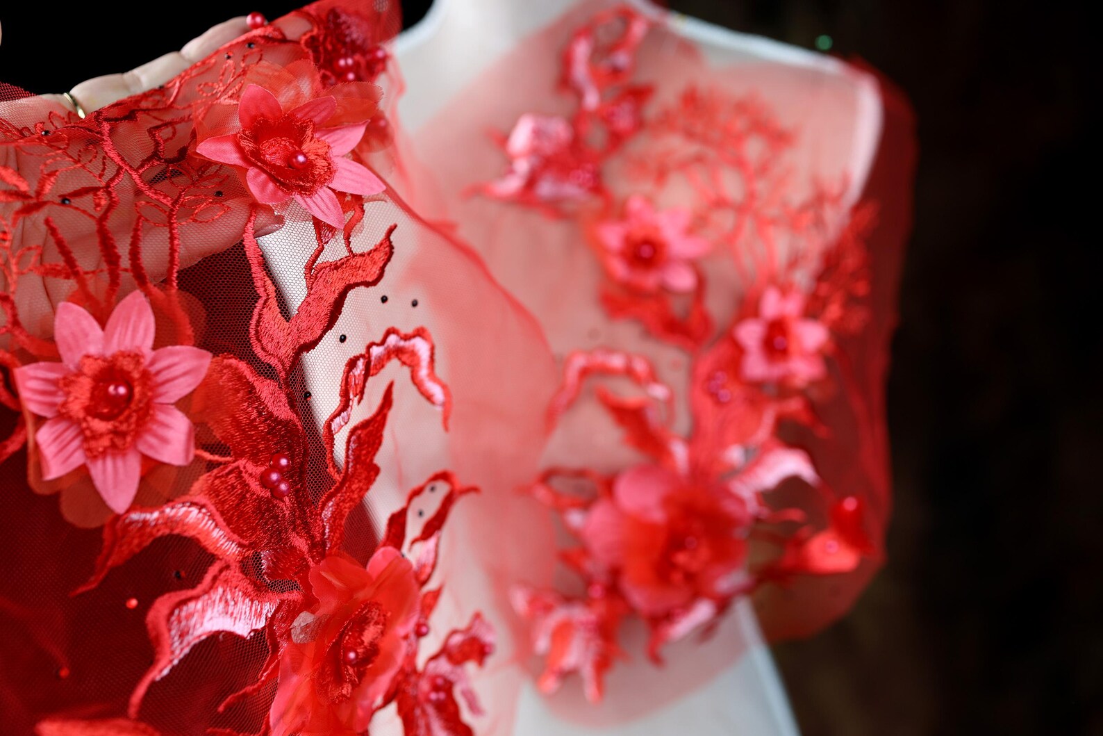 Red 3d Flower Applique Pair for Lyrical Dance, Ballet, Illusion Gowns ...