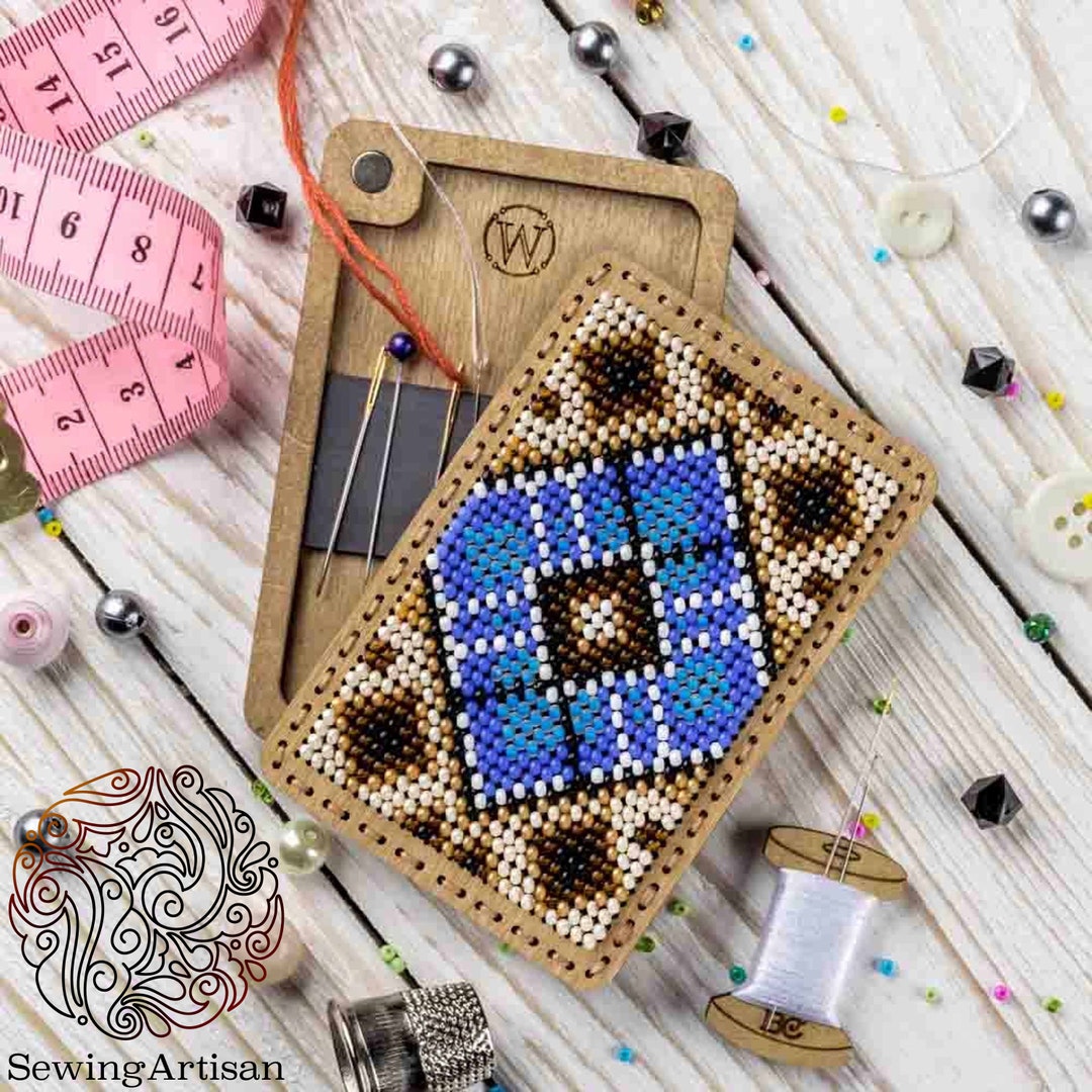 DIY Beaded Embroidery Needle Storage Box: Wooden Sewing Kit With ...