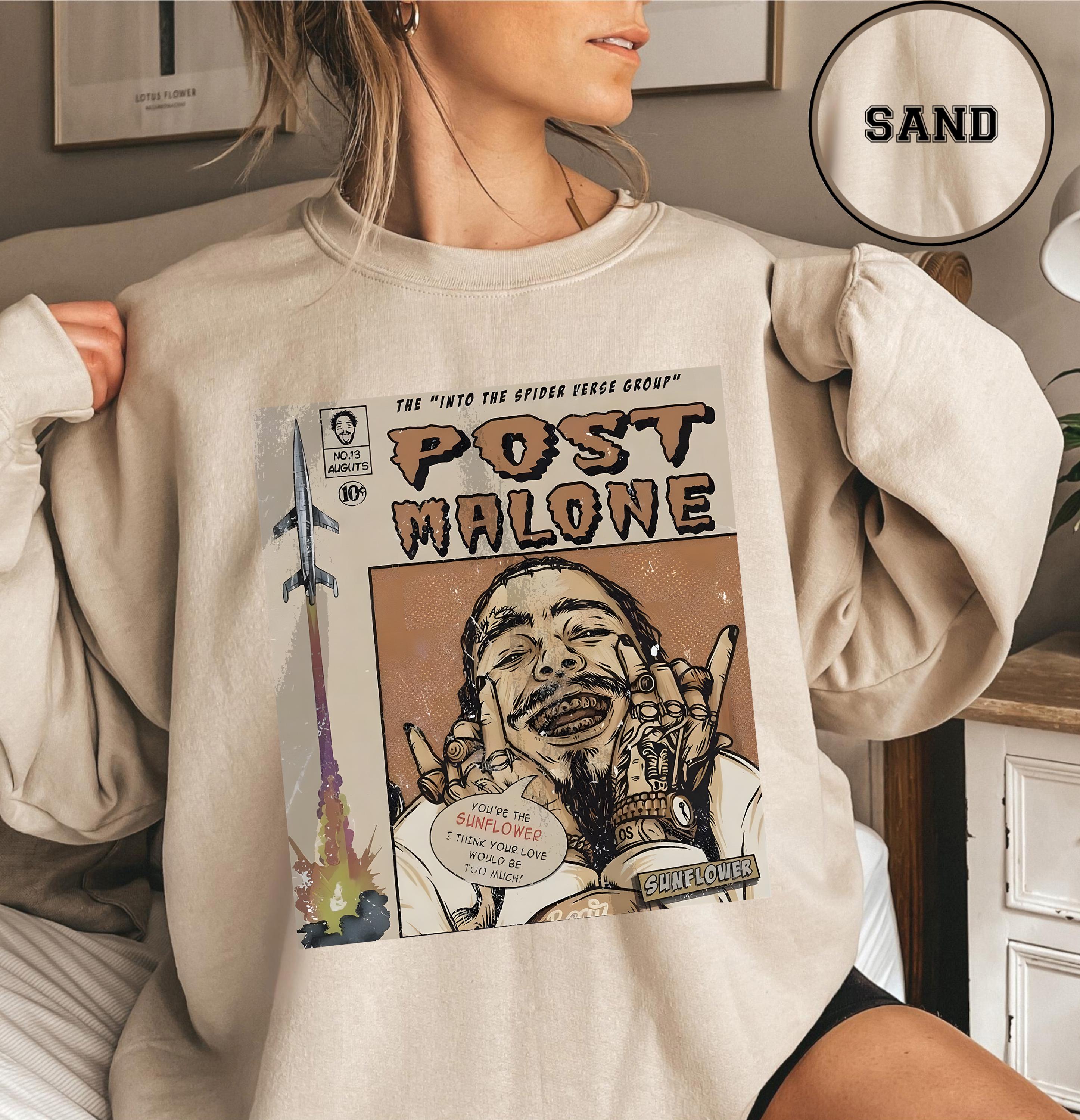 Retro Post Malone Crewneck 90s Rap Sweatshirt Hip Hop Music Tee Vintage ...