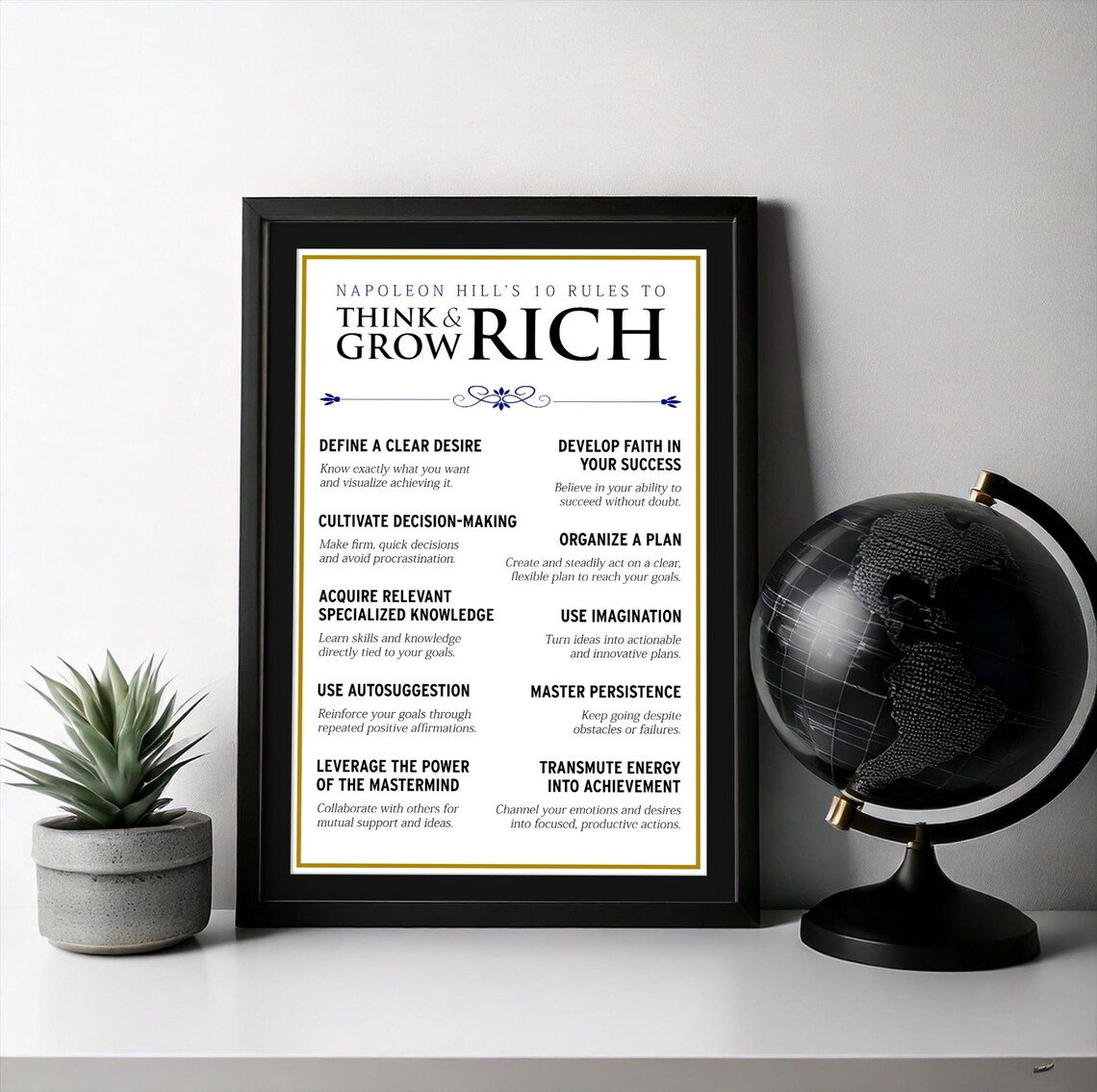 Motivational Poster Print Money Success Wall Art for Office, Business ...