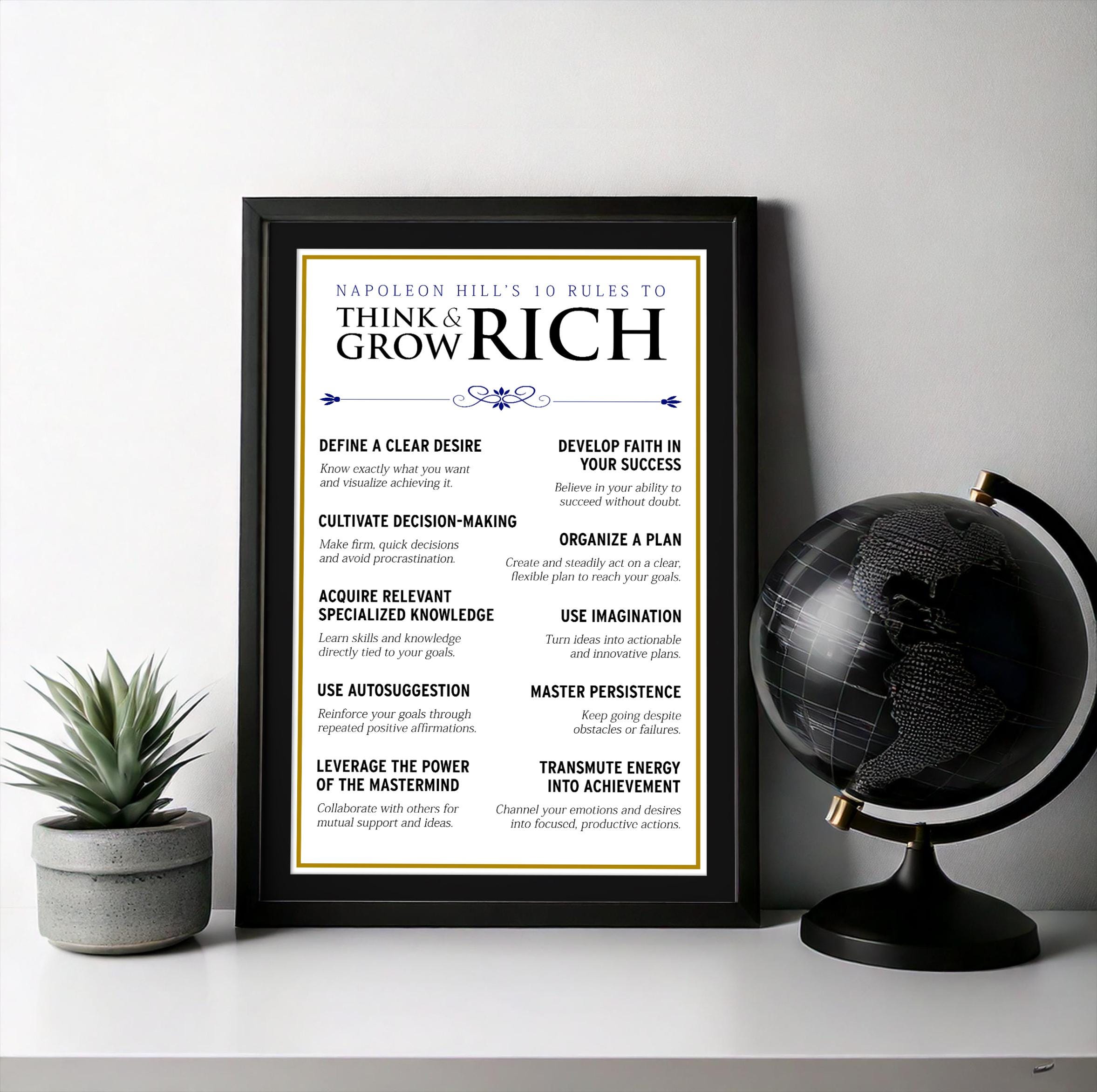 Motivational Poster Print Money Success Wall Art for Office, Business ...