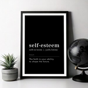 Self-esteem Definition Print Self Care Gift Positive Affirmation Poster ...