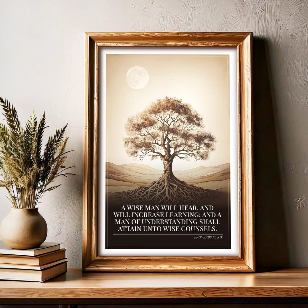 Proverbs 1:5 Poster Christian Wall Art Print Faith Meditation Boho ...