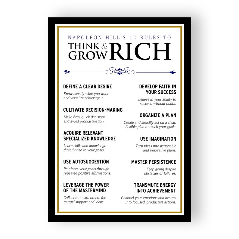 Motivational Poster Print Money Success Wall Art for Office, Business ...