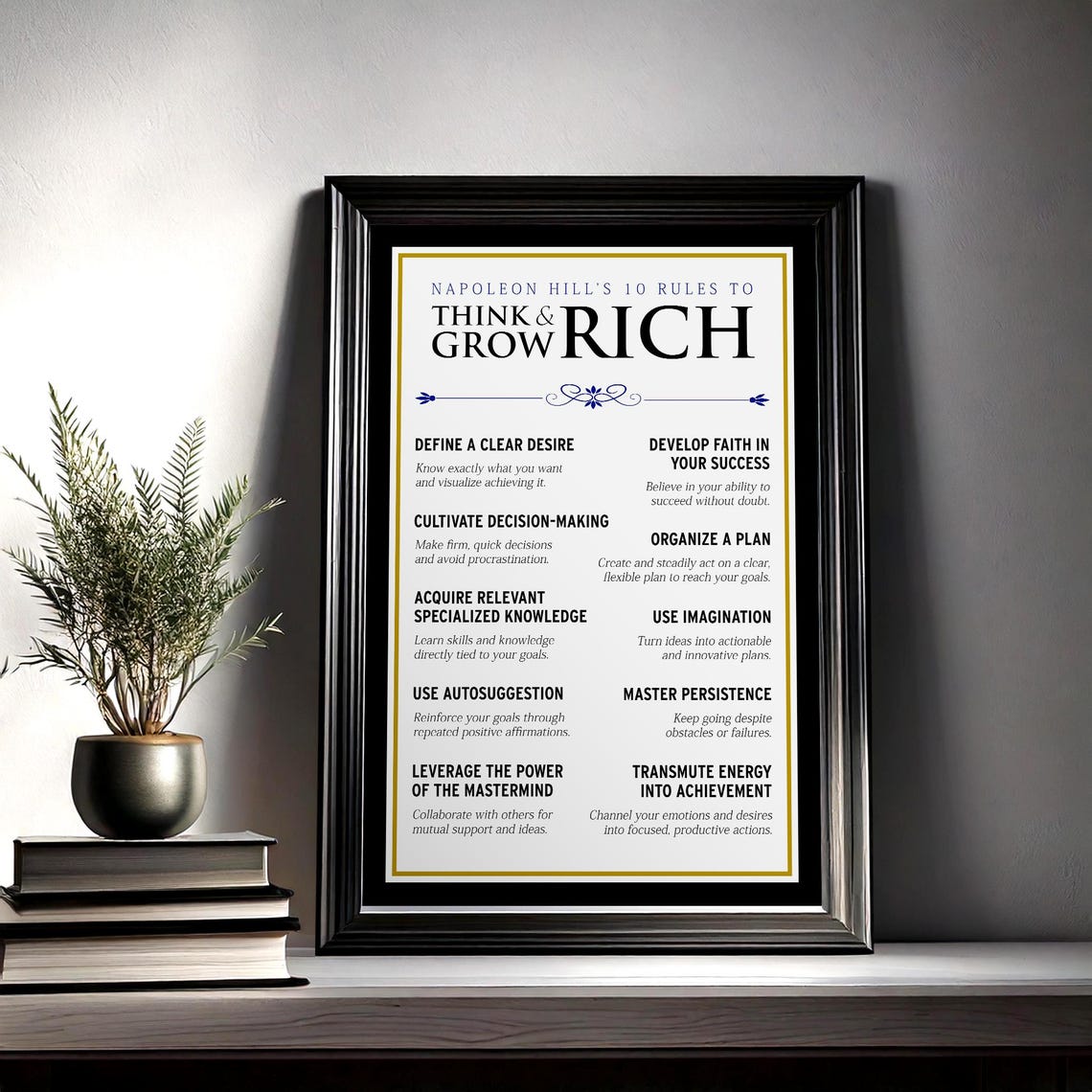 Motivational Poster Print Money Success Wall Art for Office, Business ...