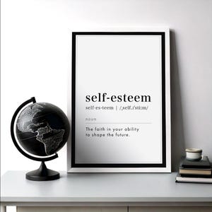 Self-esteem Definition Print Self Care Gift Positive Affirmation Poster ...