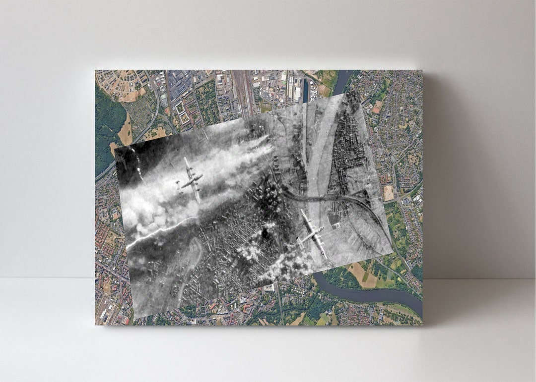 WW2 Canvas Print of Avro Lancasters of the RAF Above Smoke and ...