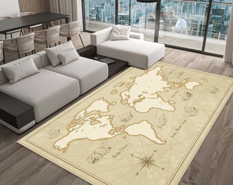 Modern Rug, Old World Map Rug, Vintage Map Rug, Vintage World Map Rug ...