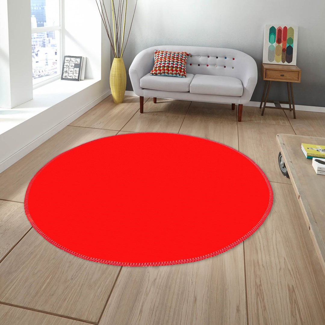 Red Round Rug, Red Area Rug, New Year Rug, Plain Red Color Round Carpet ...