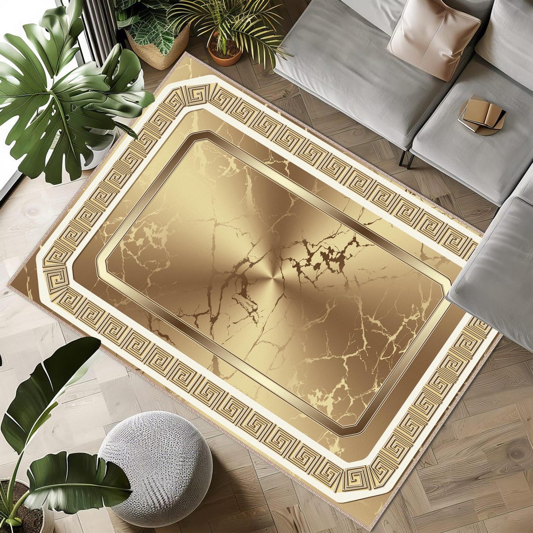 Gold Rug, Modern Gold Rug, Gold Area Rug, Gold Carpet, Marble Pattern ...