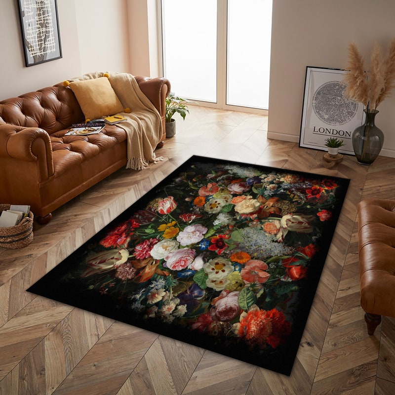 Jute Floral Rug - Etsy