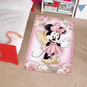 Minnie Mouse Kids Rug, Minnie Mouse Carpet, Pink Minnie Mouse Baby Rug ...