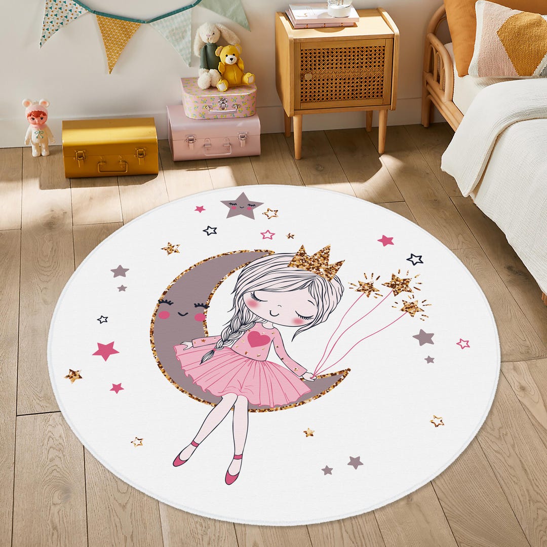 Fairy Girl Rugs,girls Room Rug,little Princess Round Carpet, Starry ...