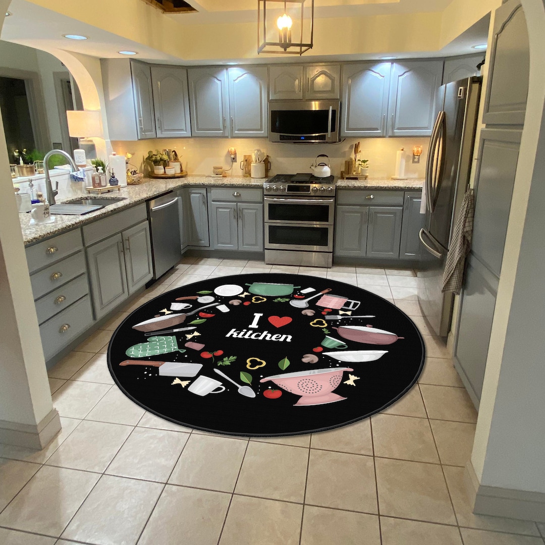 Kitchen Round Carpet, Kitchen Carpet, Washable Non-slip Kitchen Rug ...