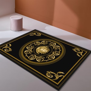 Medusa Gold Carpet, Gold Bordered Carpets, Greek Mats, Custom Rug ...