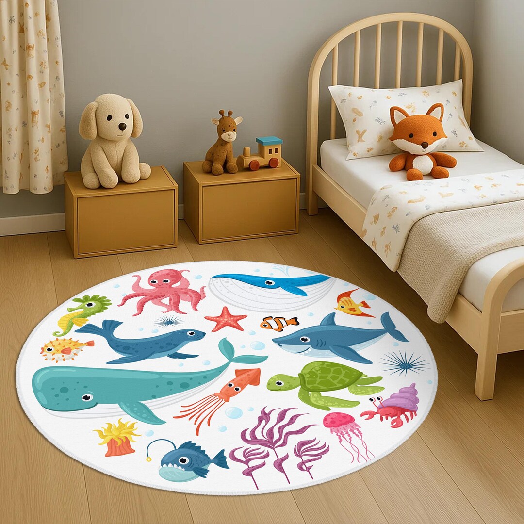 Animals Kids Rug, Sea Kids Fish Carpet, Fishing Nursery Rug, Sea Kids ...