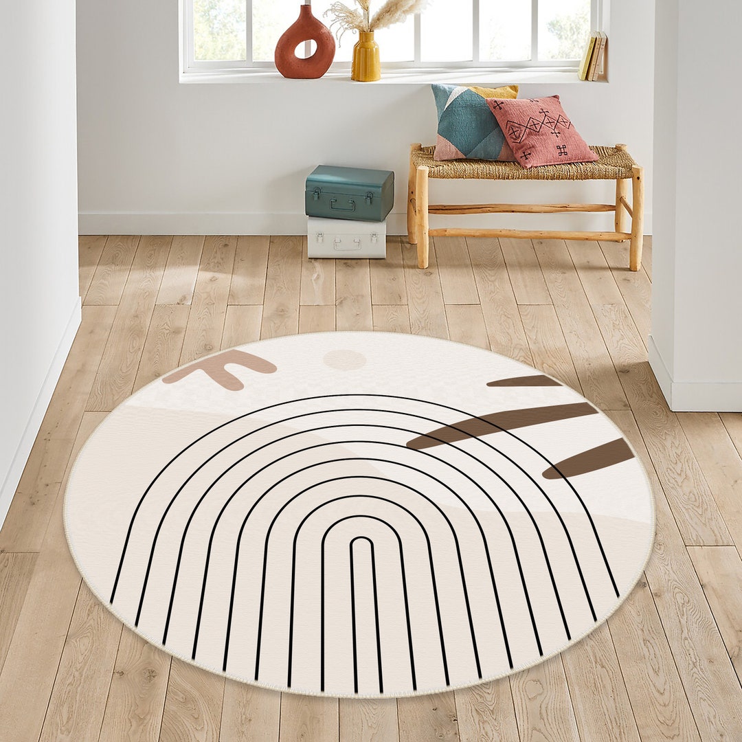 Minimalist Round Rugs, Boho Style Circle Mats, Abstract for Living Room ...