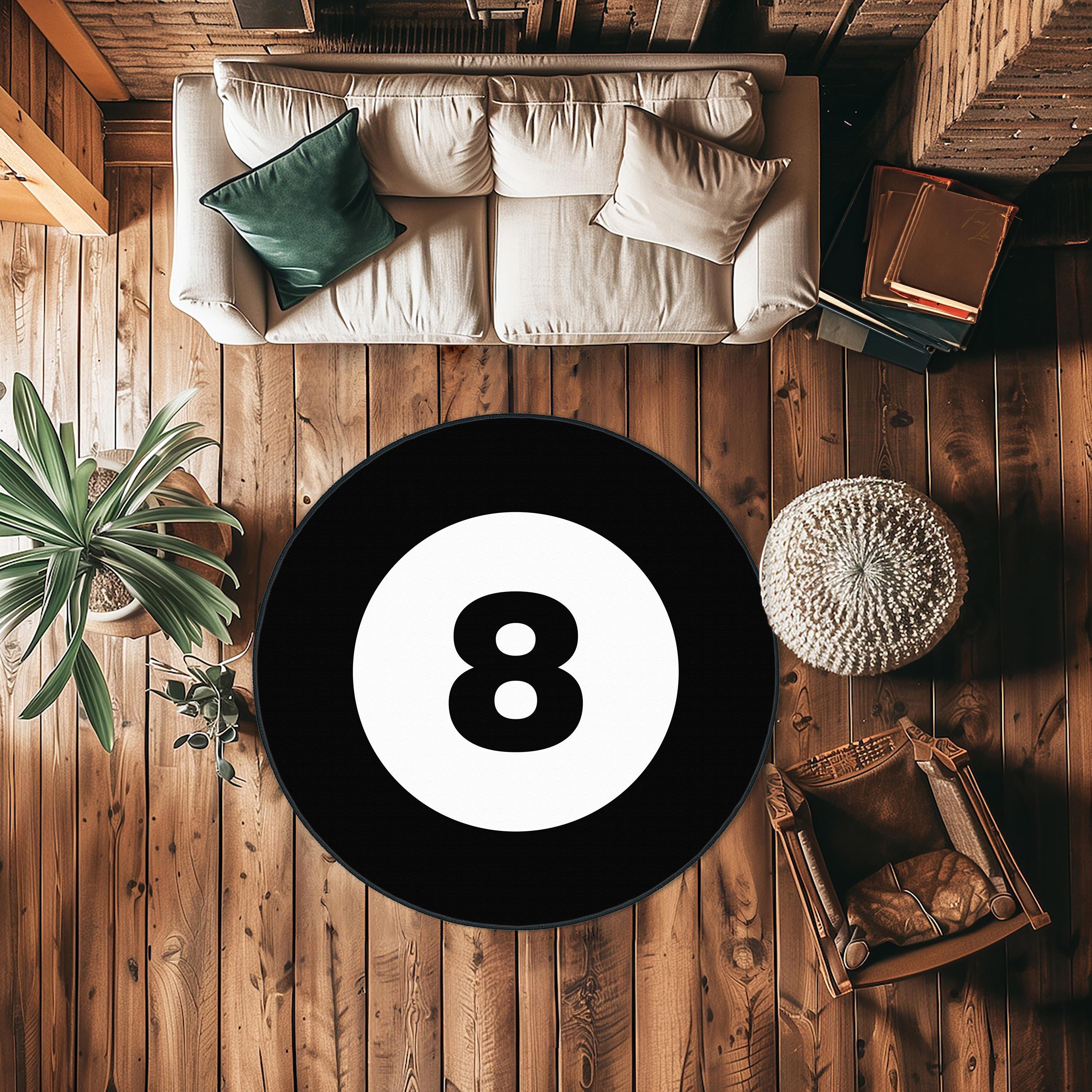 Billiard Ball Rug, 8 Ball Rug, Round Rug, Billiard Ball Rug, Living ...