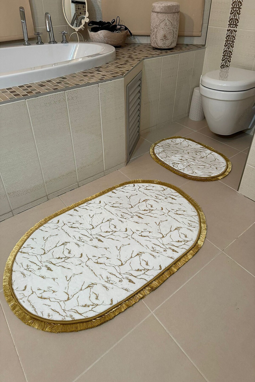 Gold Bath Mat, Gold Bathroom Luxury Rug, Quick Drying Bath Mat, Gold ...
