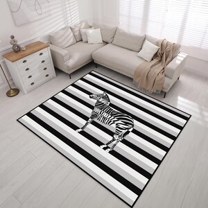 Zebra Pattern Rug, Zebra Skin Bedroom Rug, Non-slip Washable Rug ...