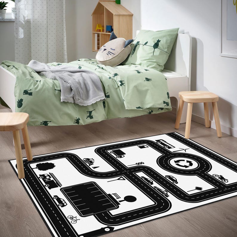 City Nursery Rug,road Rug for Kids Room,track Toddler Carpet,car Non ...