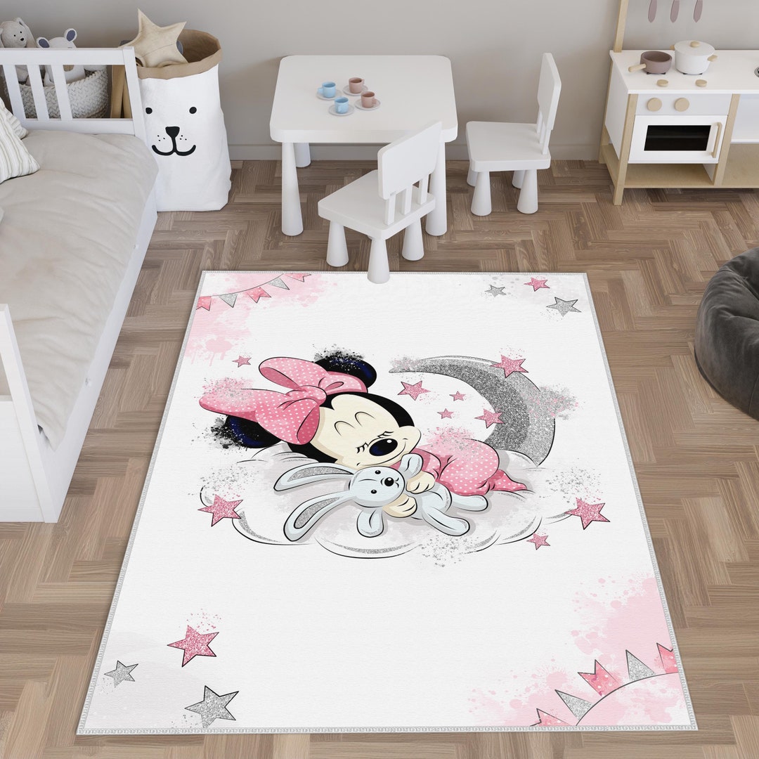 Baby Minnie Mouse Rug,sleeping Minnie Rug,baby Play Mat,washable Round ...