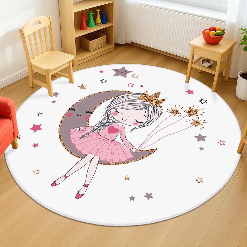 Fairy Girl Rugs,girls Room Rug,little Princess Round Carpet, Starry ...