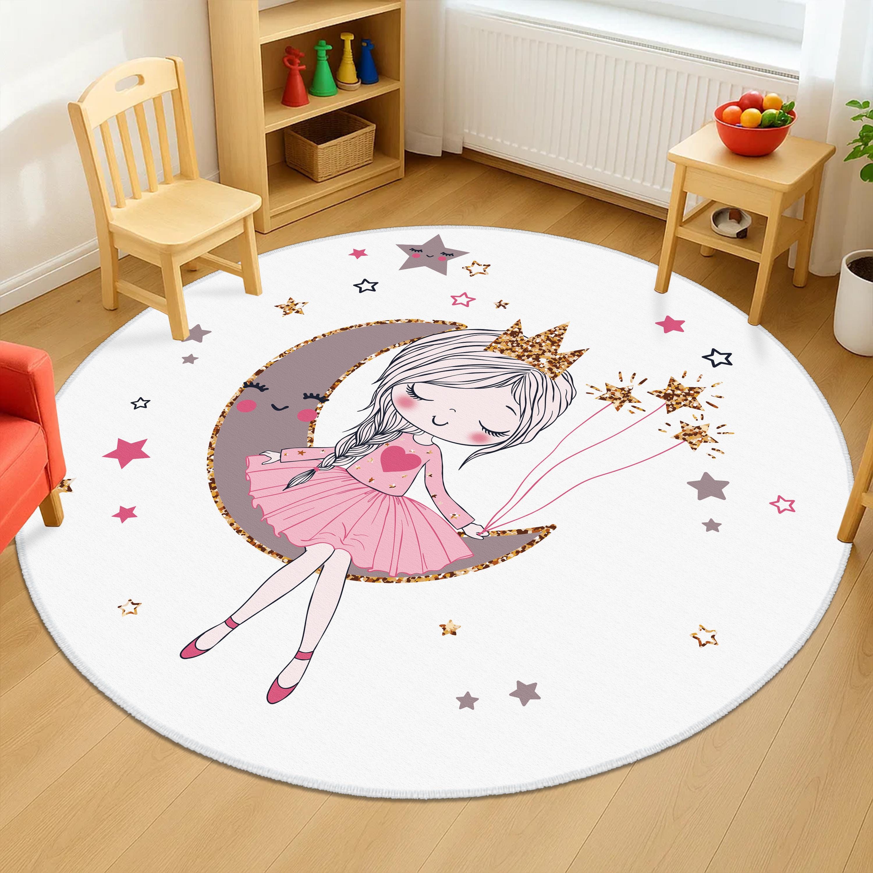 Fairy Girl Rugs,girls Room Rug,little Princess Round Carpet, Starry ...