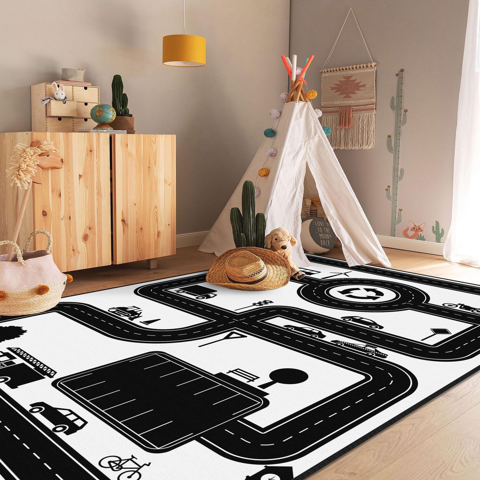 City Nursery Rug,road Rug for Kids Room,track Toddler Carpet,car Non ...