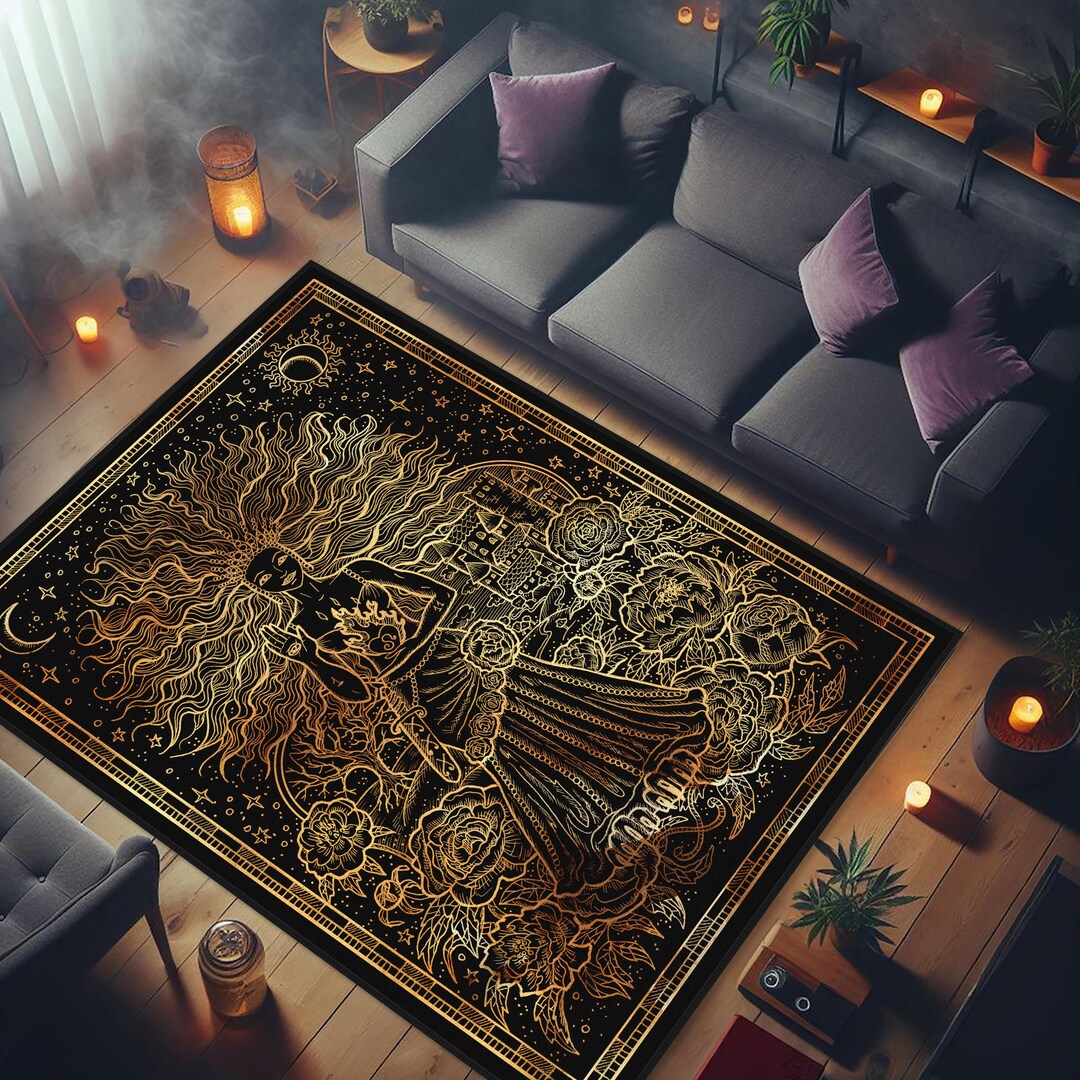 Medusa Rug, Medusa Statue Themed Rug, Enchanting Rug, Astrology Design ...