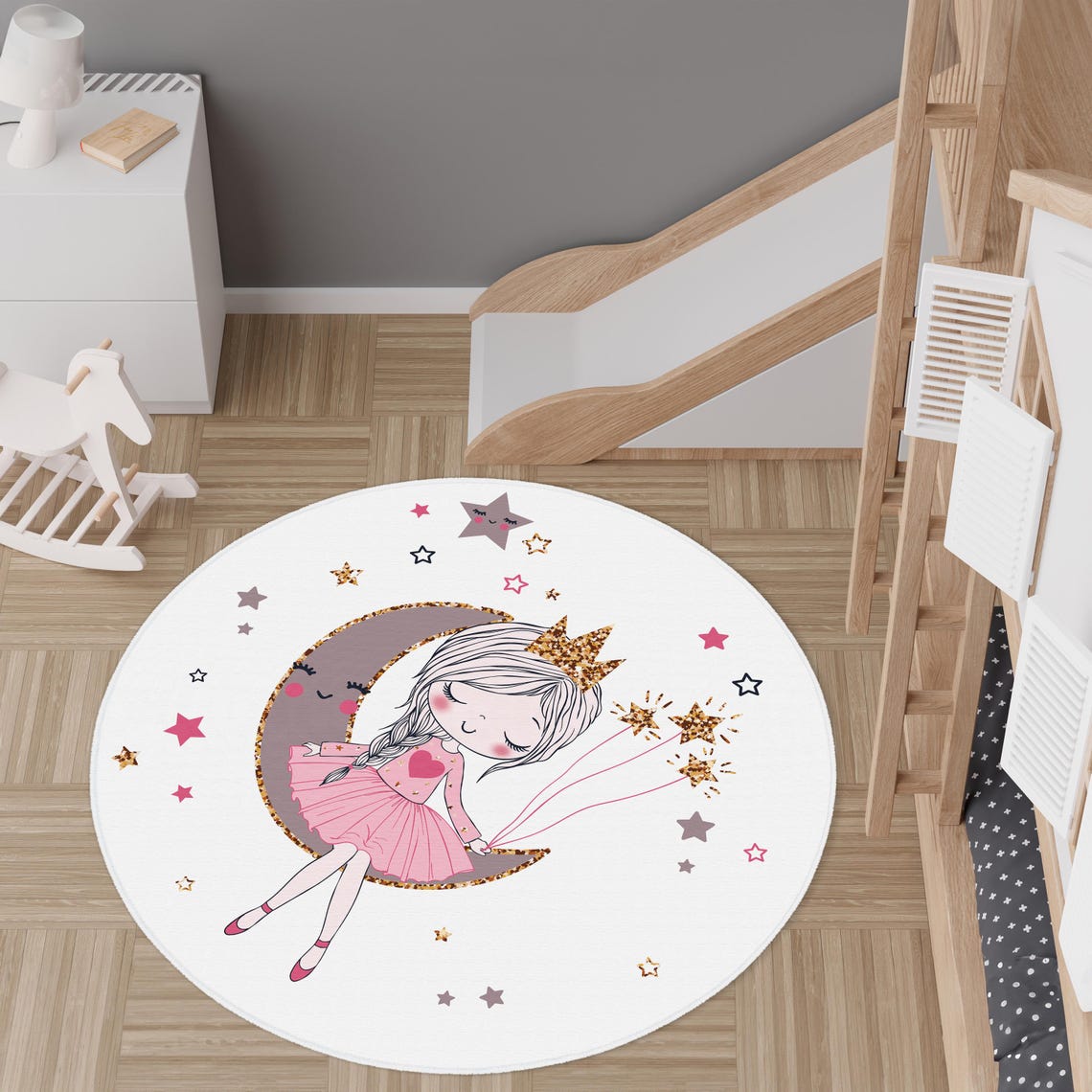 Fairy Girl Rugs,girls Room Rug,little Princess Round Carpet, Starry ...