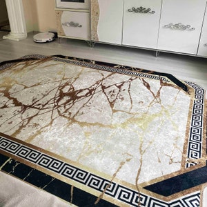 Gold Carpet, Modern Carpet, Gold Area Rugs, Gold Marble Pattern Carpet ...