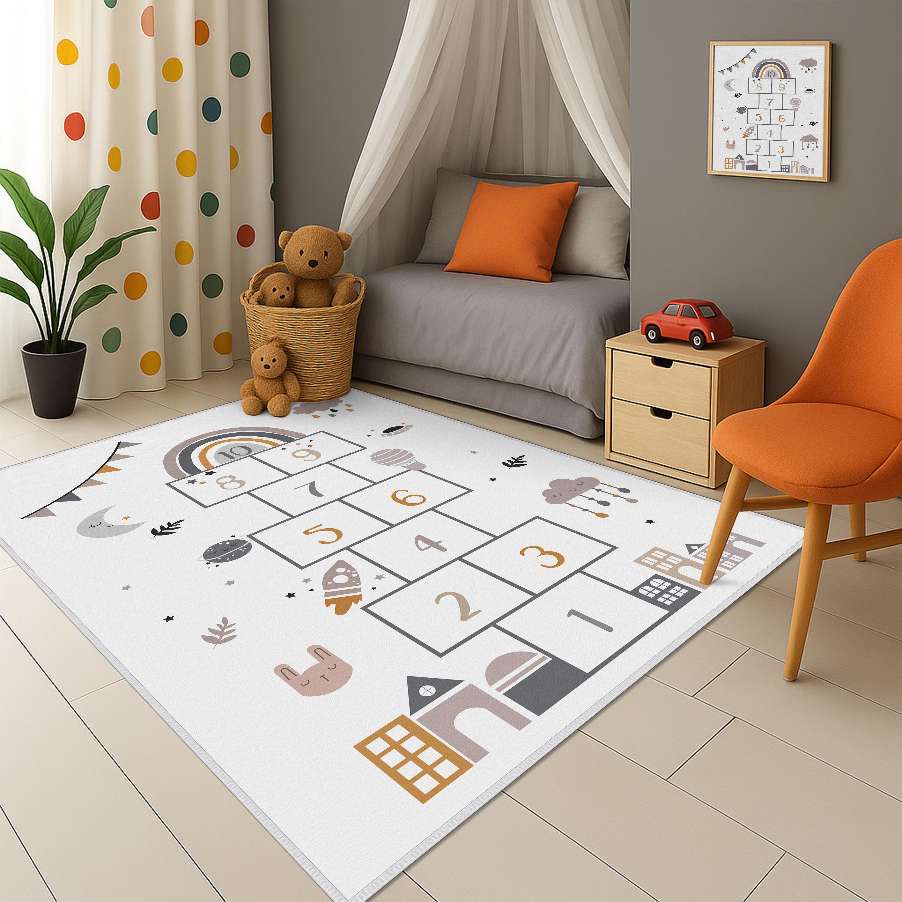 Hopscotch Play Area Rug,playroom Activity Mat,kid's Room Game Carpeta ...