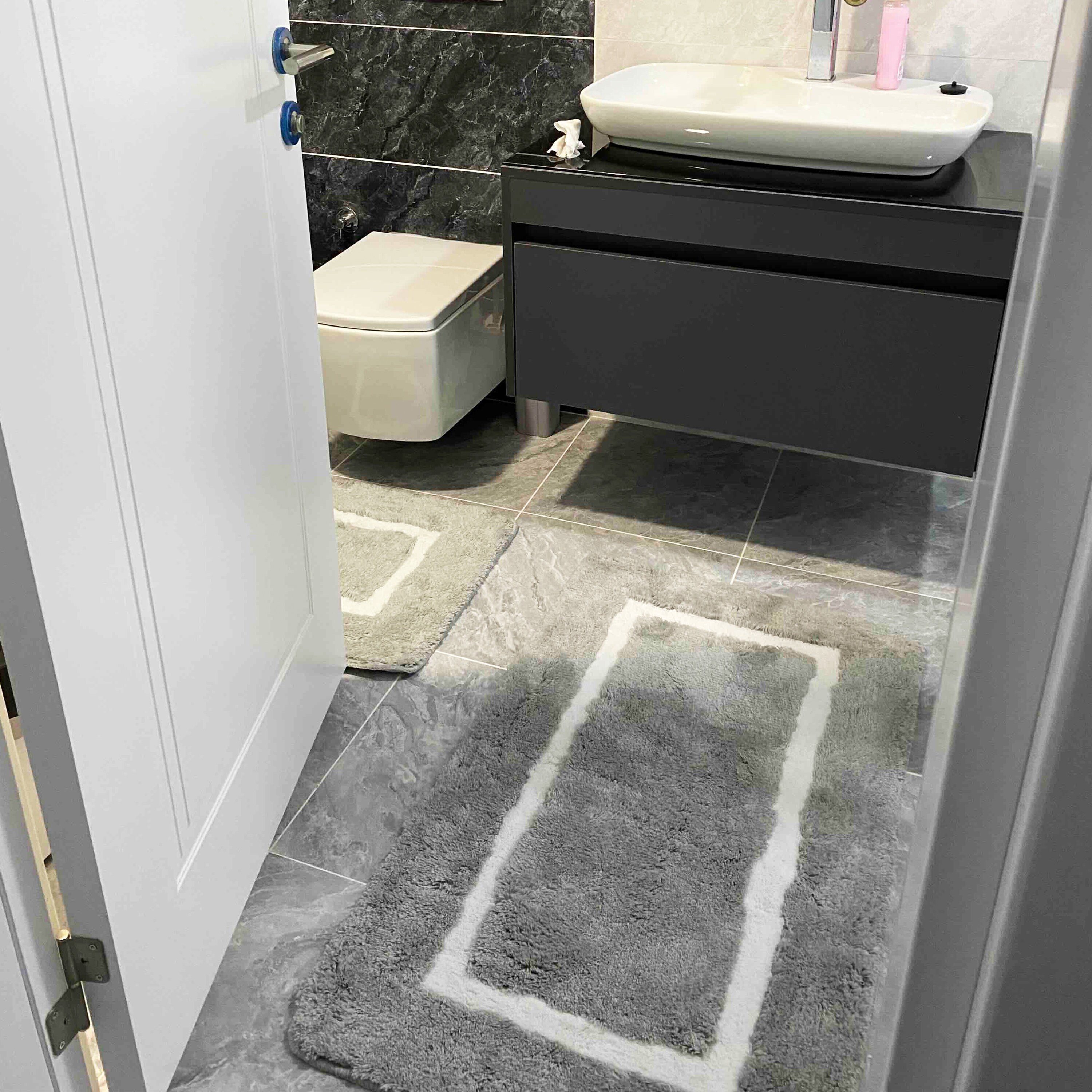 3-piece Bath Mat Set, 3-piece Gray Mat Set, Cabinet Set, Decor Bathroom ...