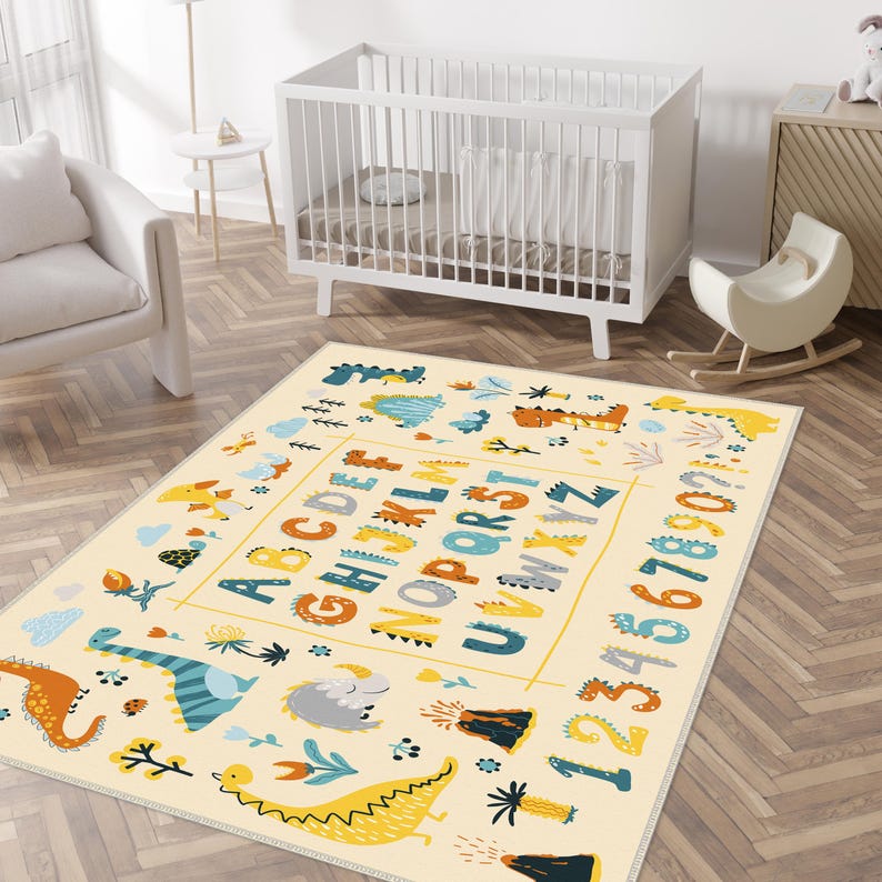 Letter Carpet, Number Kids Carpet, Dinosaur Figure Educational Carpet ...
