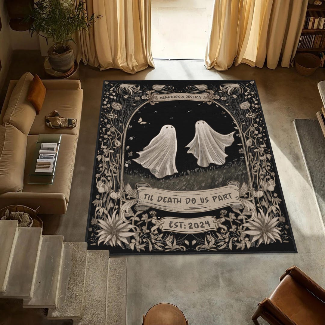 Halloween Ghost Scene Art Rug, Ghost Halloween Decor, Vintage Look ...