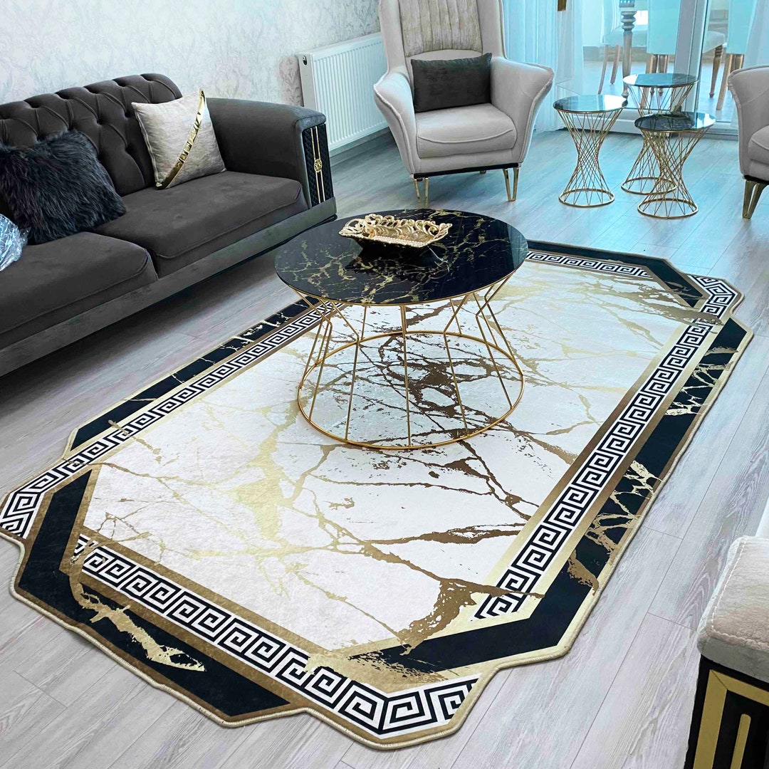 Gold Carpet, Modern Carpet, Gold Area Rugs, Gold Marble Pattern Carpet ...