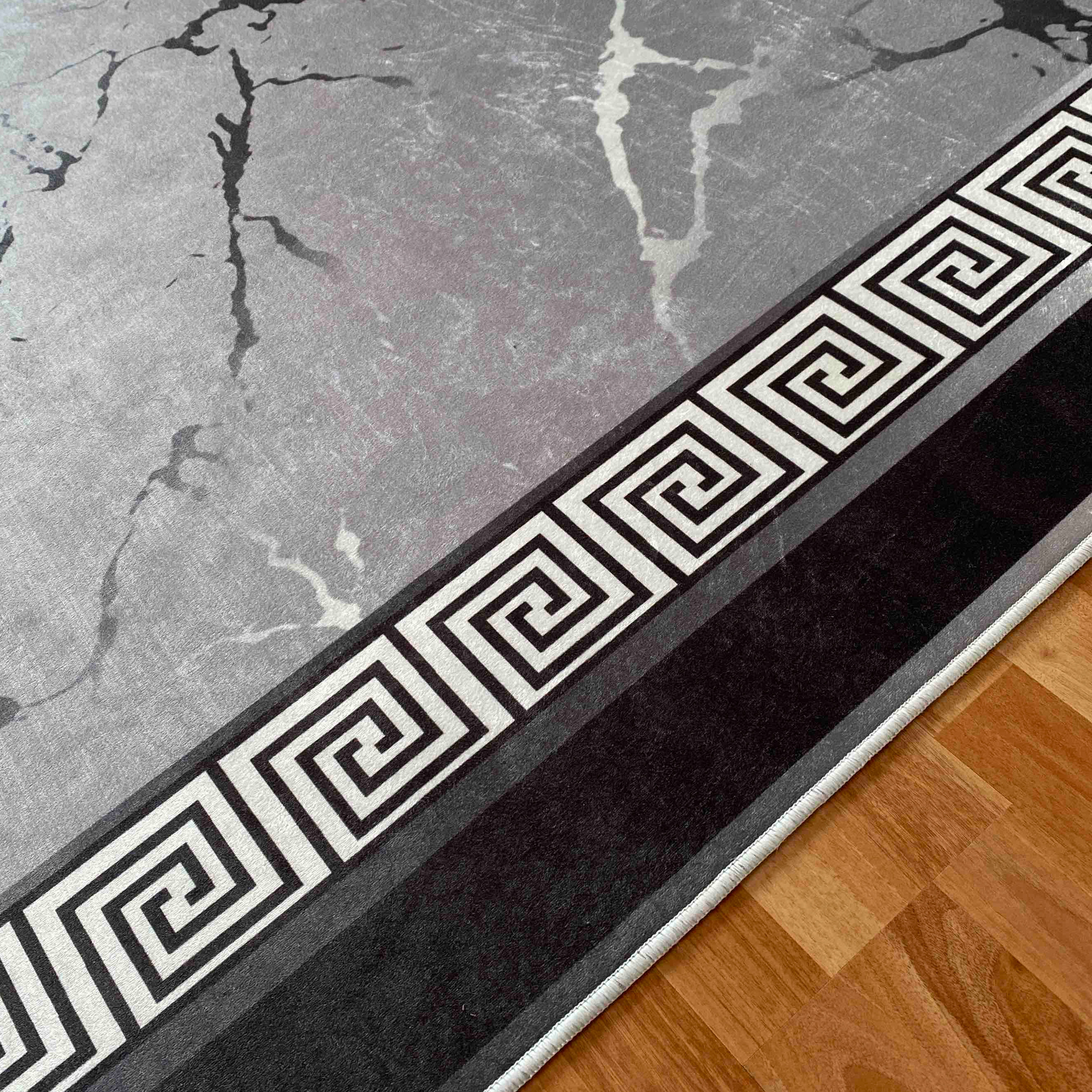 Silver Striped Black Rug, Silver Luxury Rug, for Living Room Rug ...